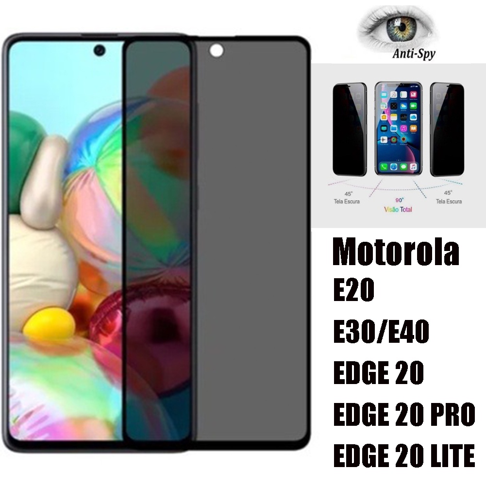 PELÍCULA PRIVACIDADE 3D de vidro para celular Motorola E20/E30/E40/EDGE 20/EDGE 20 PRO/EDGE 20 ...