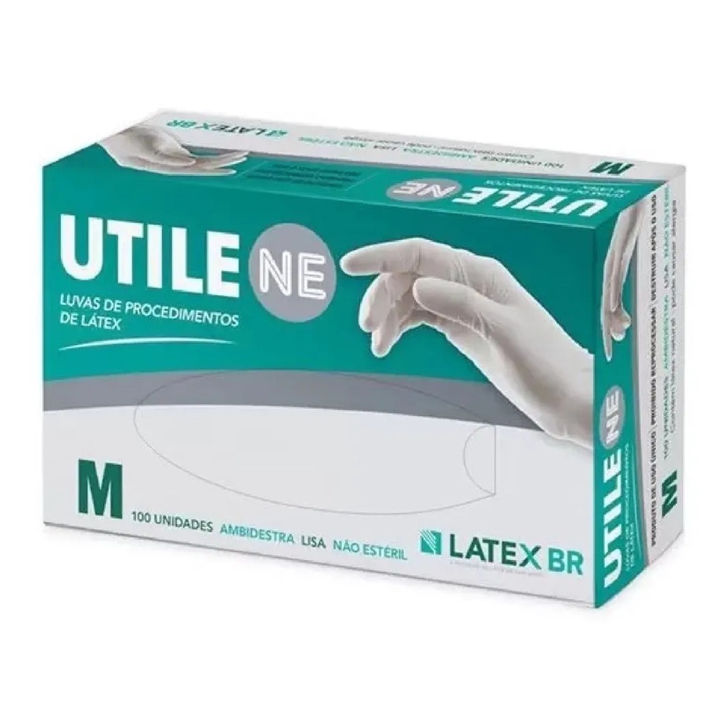Luva de Procedimento Látex Descartável Utile - Caixa com 100 Unidades ...