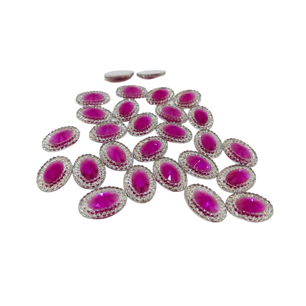 Chatons Acrilico - Oval Rosa Pink ST 13x18mm - Pct c/ Aprox 100 Und ...