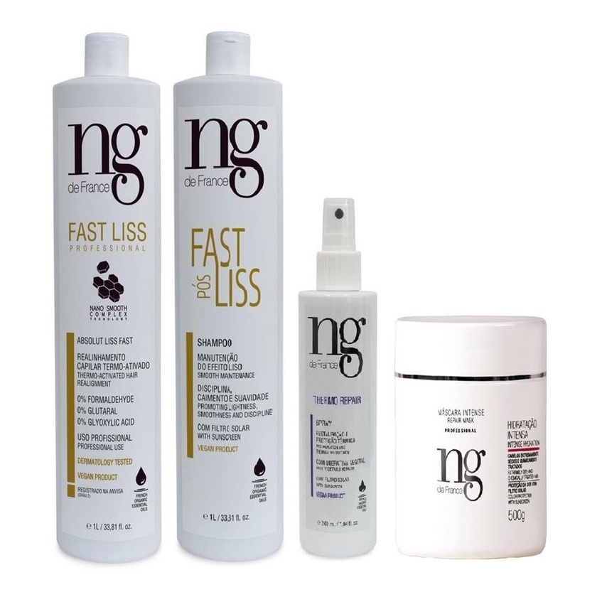 Ng De France Fast Liss Realinhamento Vegano Escova Progressiva + Spray ...