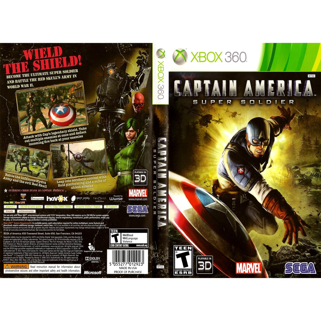 Captain America Super Soldier Xbox 360 LT 3.0 ou RGH 3.0 Shopee Brasil