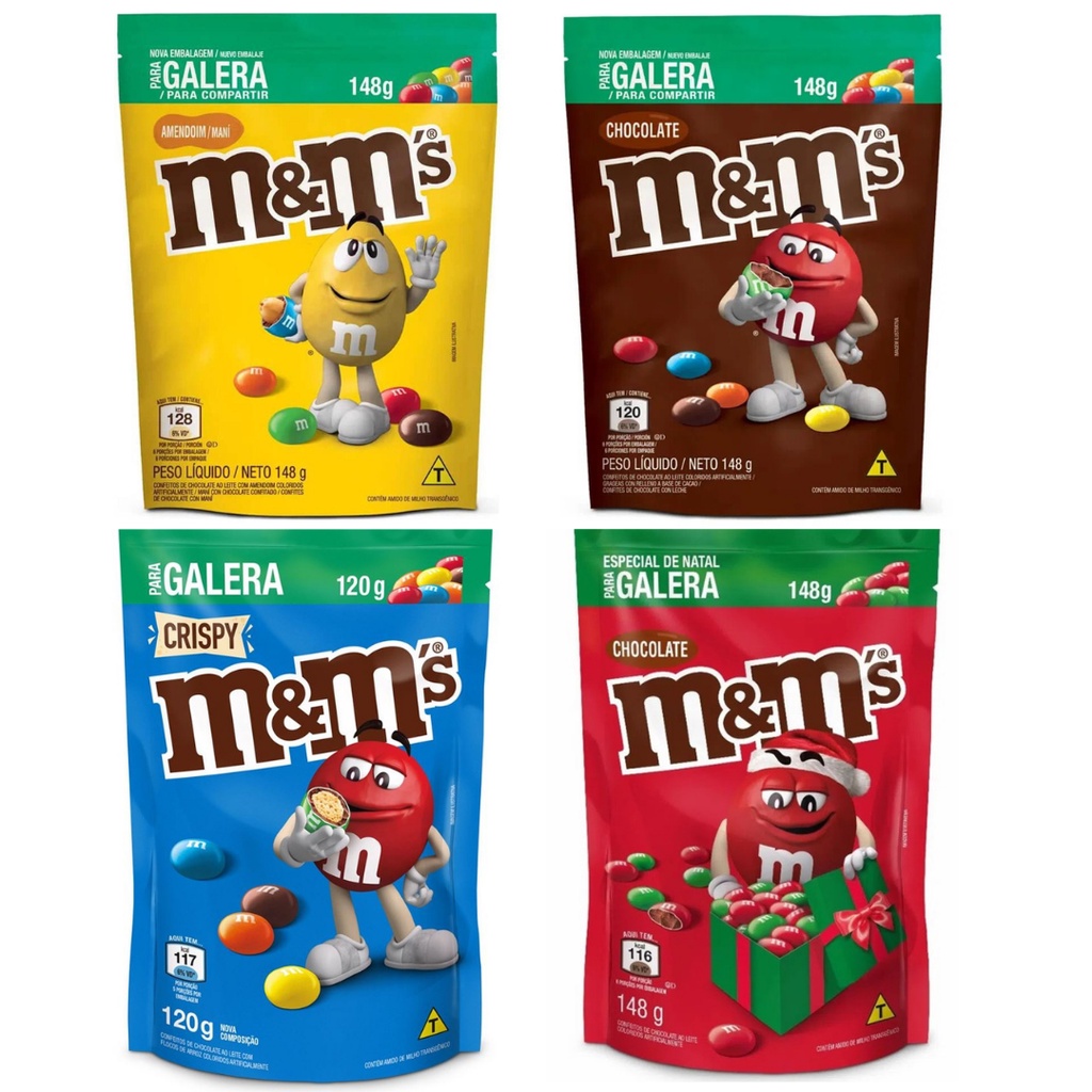 Kit M&M's Confeito Chocolate ao Leite Amendoim 148g Crispy 120g MM's MMs | Shopee Brasil