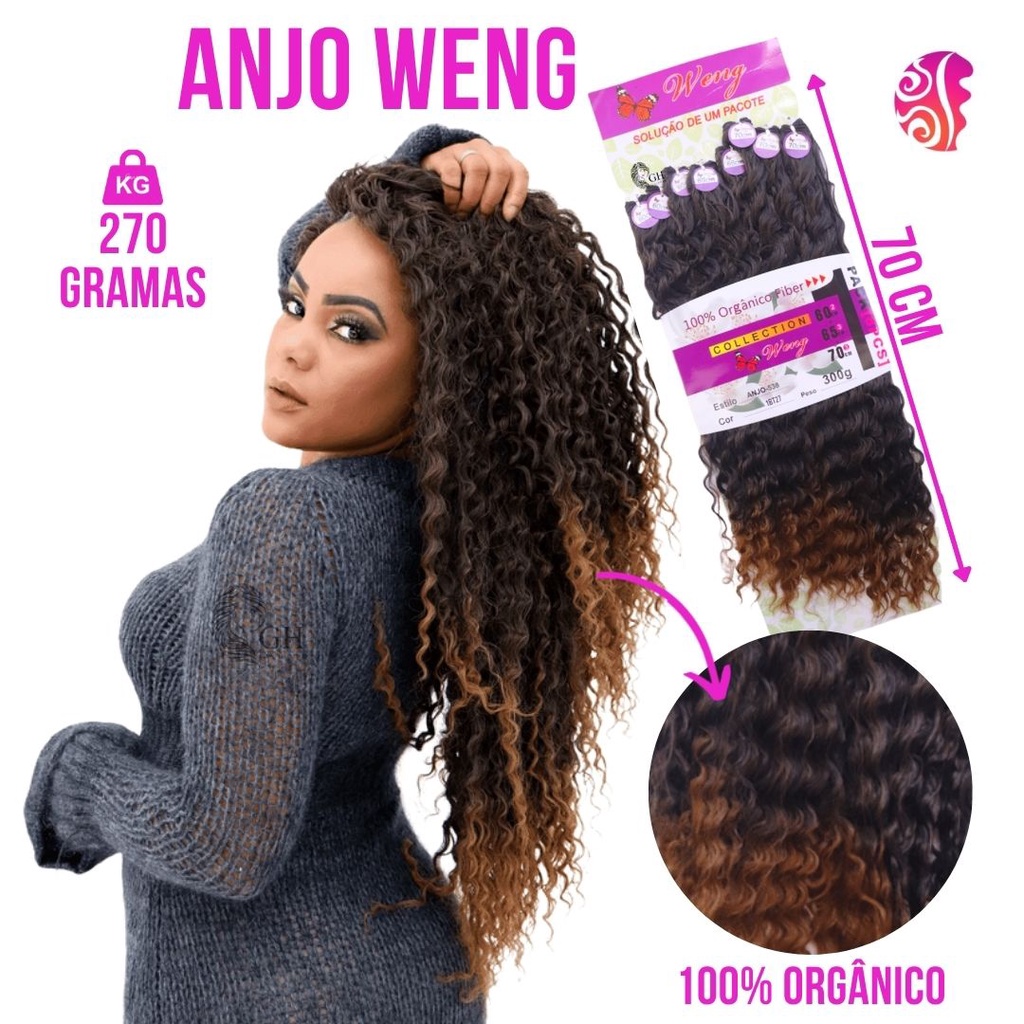 Extensão de Cabelo Cacheado Longo Orgânico 270gr Para Mega Hair ...