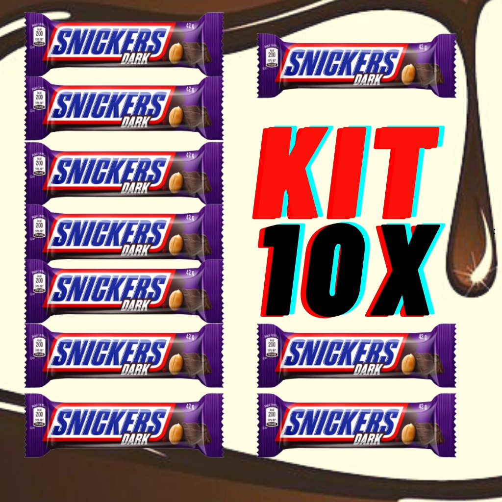 Kit 10 Unidades Snickers Dark Chocolate Meio Amargo 42g Cada | Shopee ...