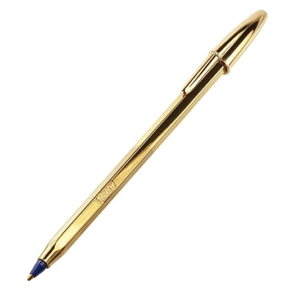 Caneta Bic Celebration Azul 1.0 Dourada 970907 | Shopee Brasil
