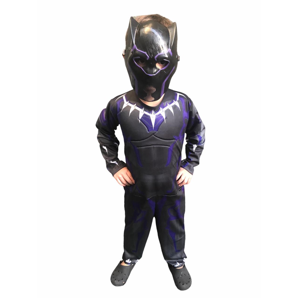 Fantasia Pantera Negra Longa Infantil Com Enchimento E Mascara de ...