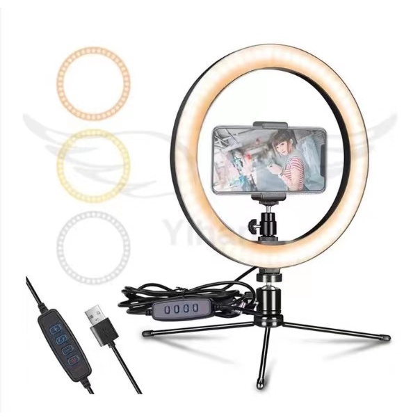 Ring Light 8 Polegada 20cm Com Mini Tripé + Suporte Celular YH | Shopee Brasil