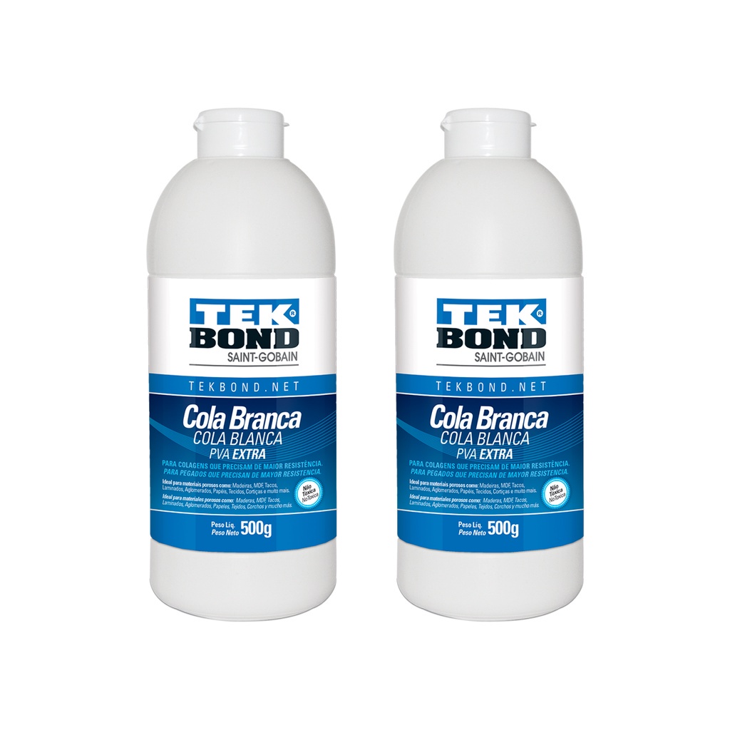 kit c/2 Cola Branca Líquida, TekBond Pva Extra Adesivo 500g | Shopee Brasil