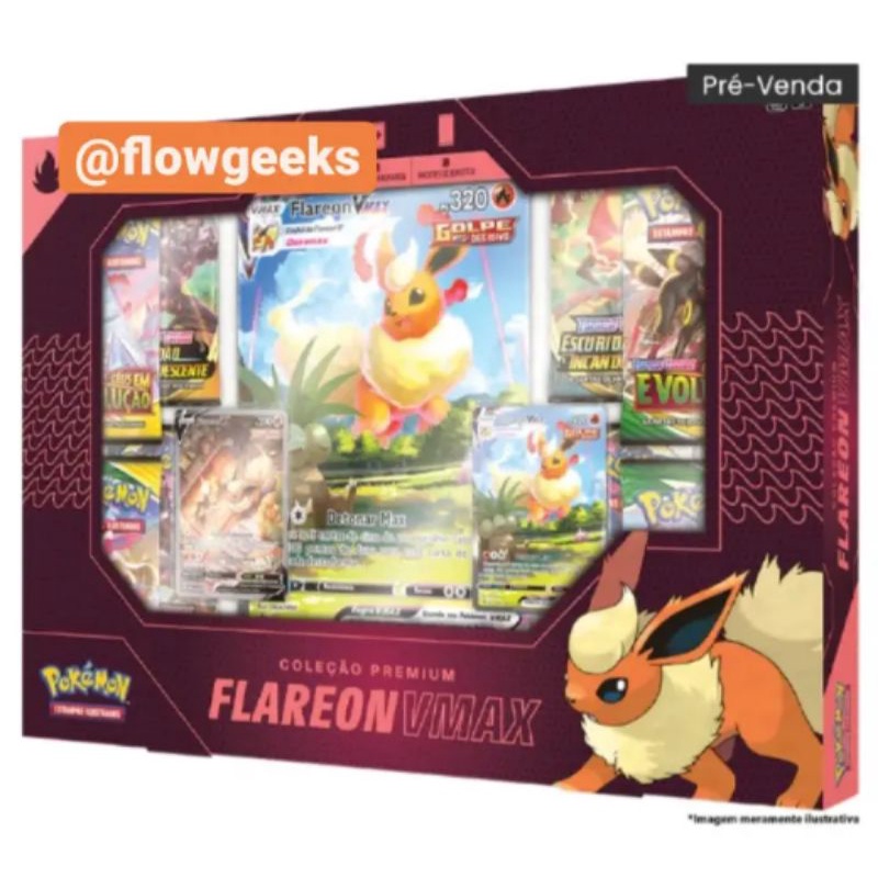 PRÉ VENDA - BOX POKÉMON - FLAREON V MAX - CEUS EM EVOLUÇÃO | Shopee Brasil