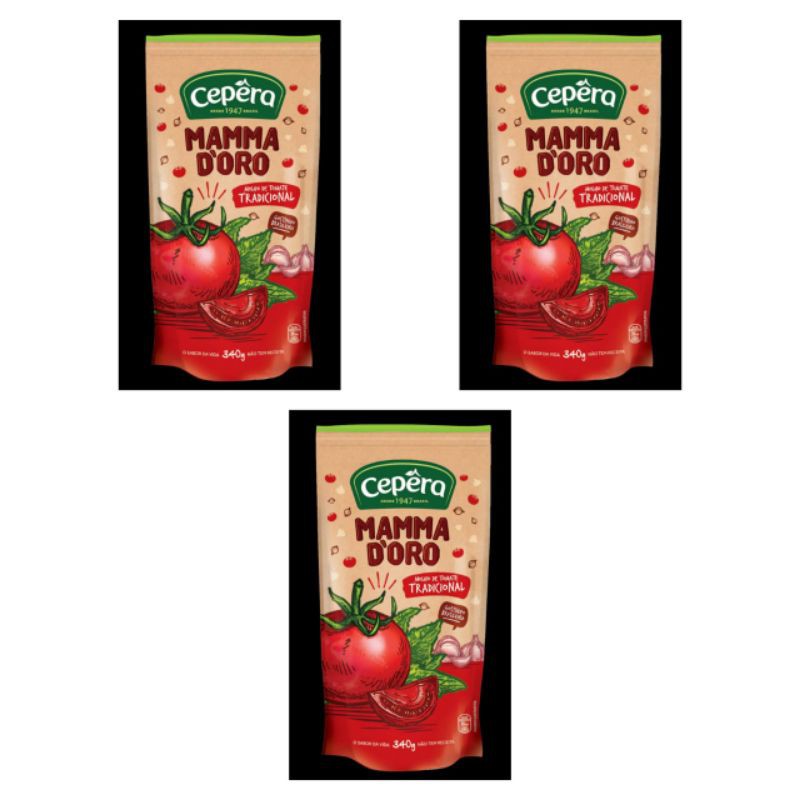 Molho de tomate tradicional Mamma D`oro Cepêra 340g, Kit com 3 unidades ...
