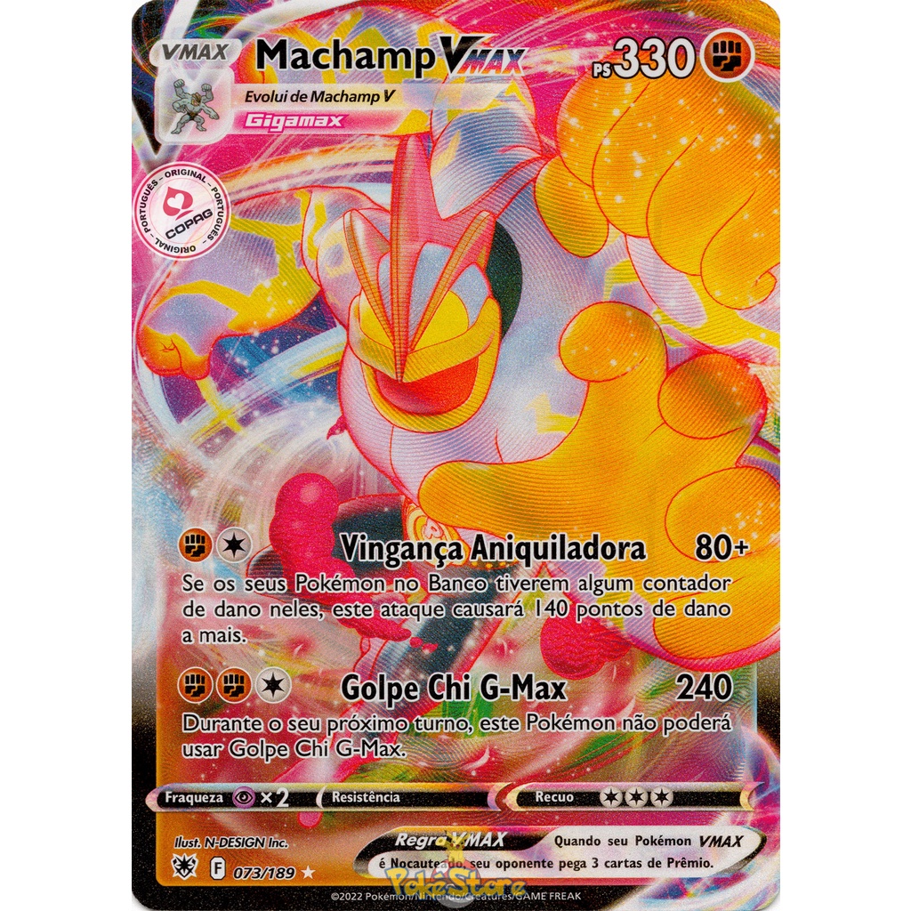Carta Pokemon Machamp VMax Português Card Original Copag | Shopee Brasil