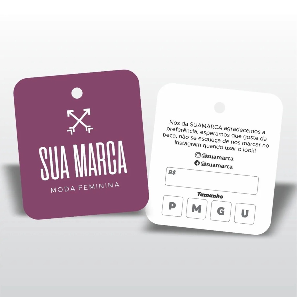 Mini tag etiquetas personalizada para roupas - Cantos arredondados ...