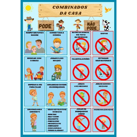 Banner pedagógico com combinados e regras | Shopee Brasil
