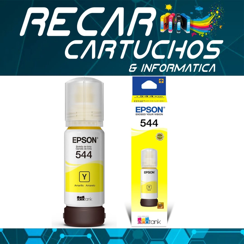 Garrafa de Tinta para Ecotank amarelo T544 - T544420 - Epson PT 1 UN ...