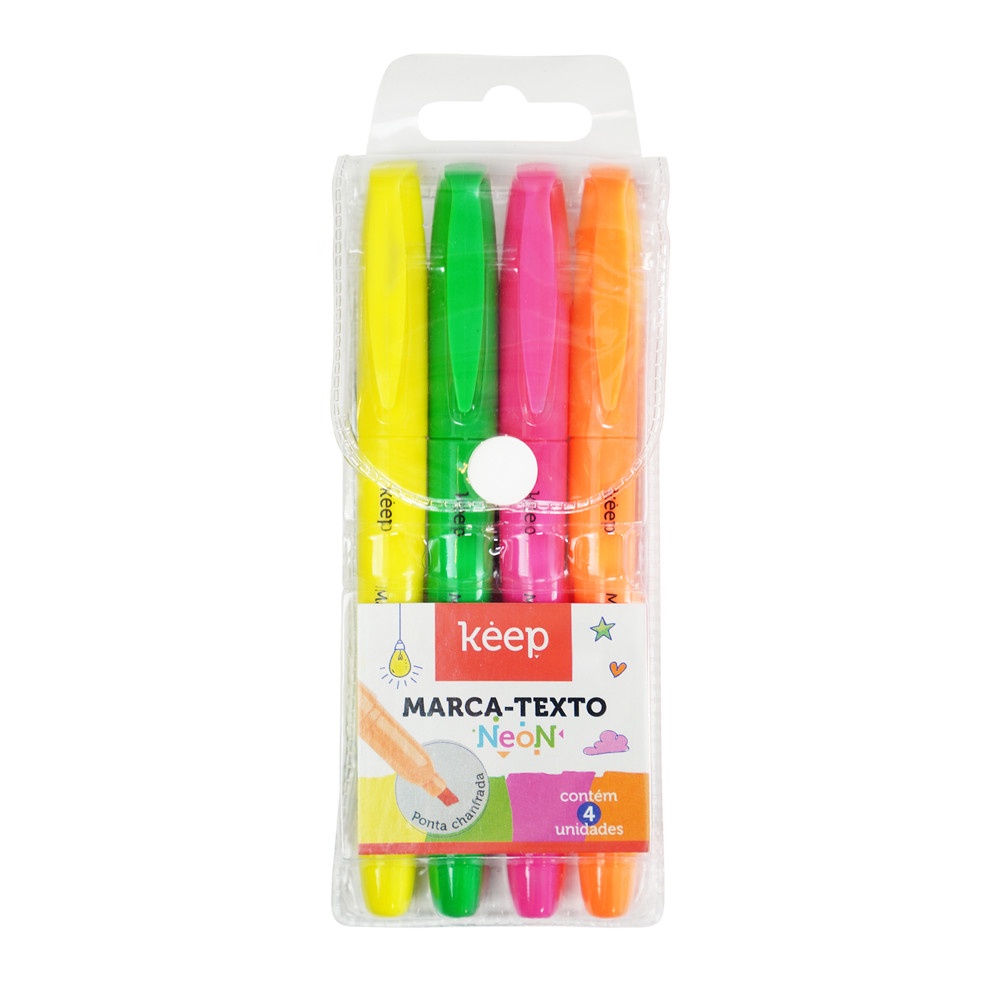 Marca Texto Neon 4 Cores Keep - MR069 | Shopee Brasil