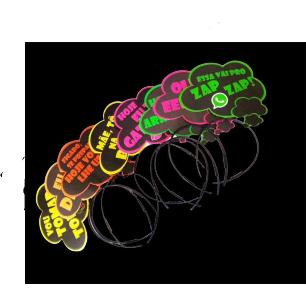 Festa Neon aderecos 10 Tiaras Neon colorida ou tiara com plaquinhas ...