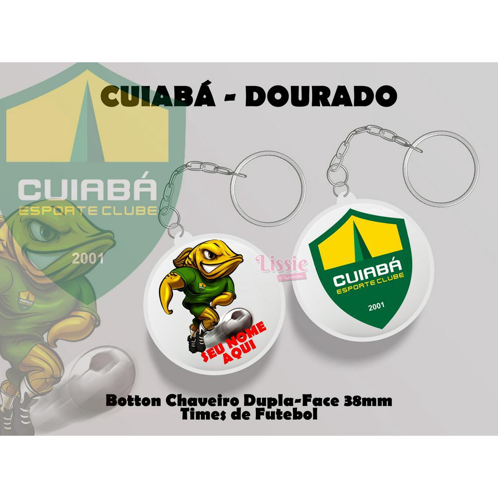 Botton Chaveiro Dupla-Face Personalizado Cuiabá Dourado | Shopee Brasil