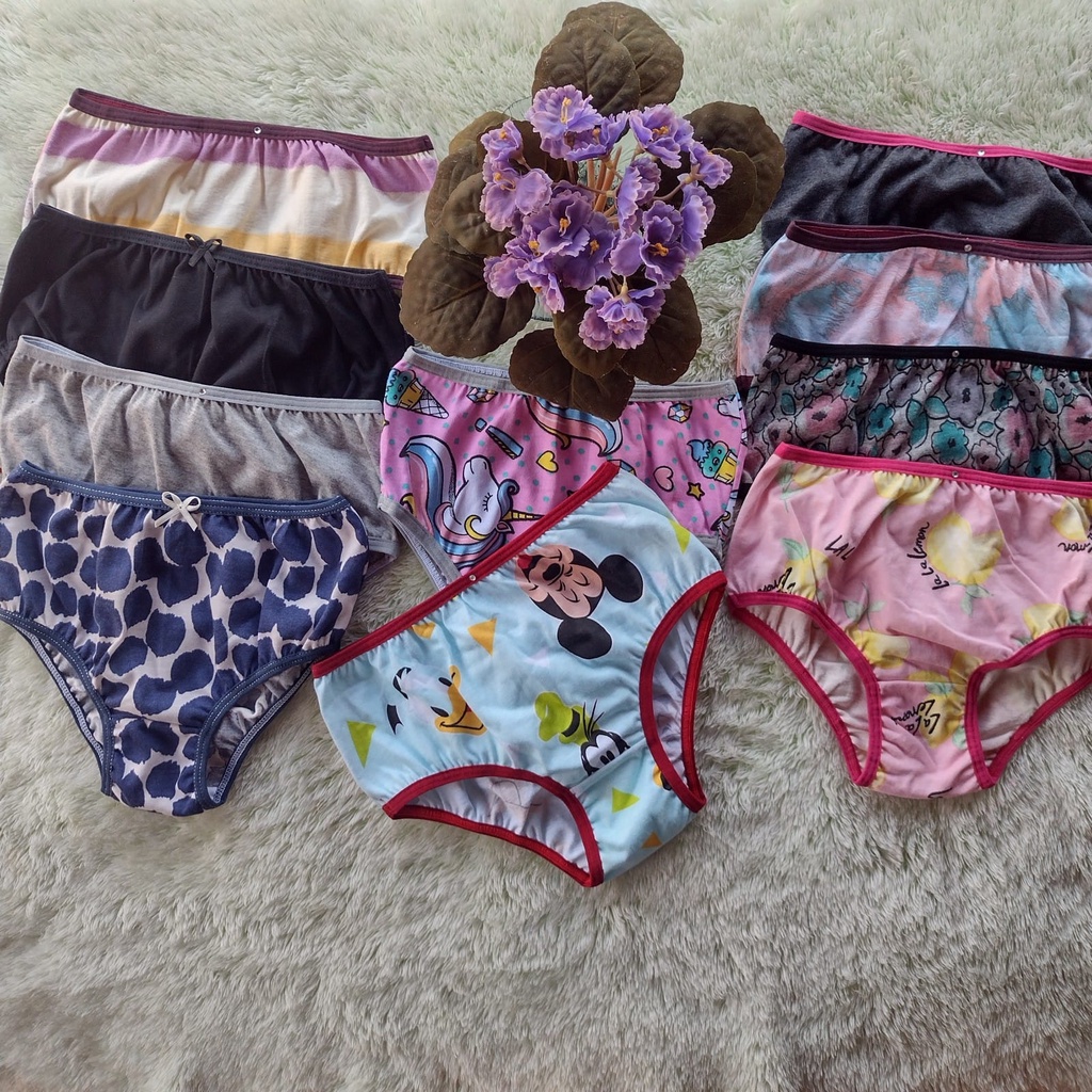 Kit 10 Calcinhas Infantis 100% algodão Excelente Qualidade Cores ...