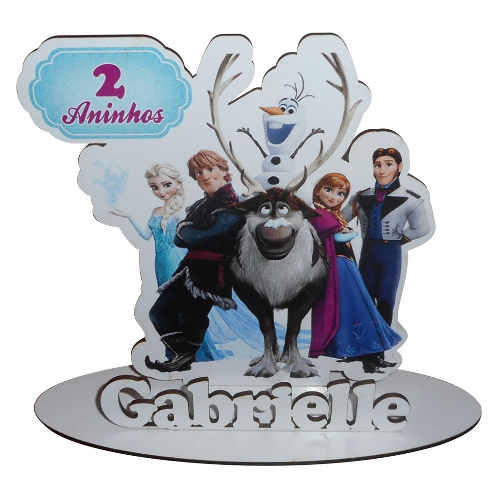 Lembrancinha Enfeite Centro de mesa com nome Frozen em MDF Colorido ...