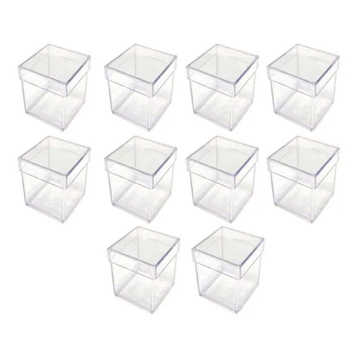 Caixinha Acrílica Transparente 4X4X4cm com 10 Unidades | Shopee Brasil