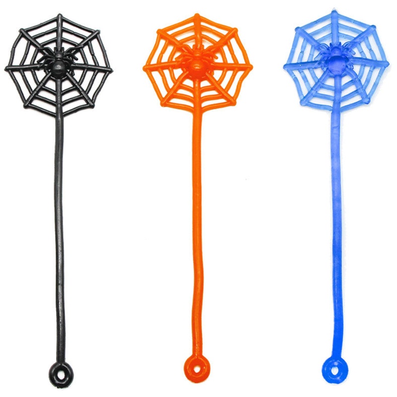 RUNNY 10pcs Stretchy Spiderweb Prank Fidget Toy Wall Climbing Spider ...