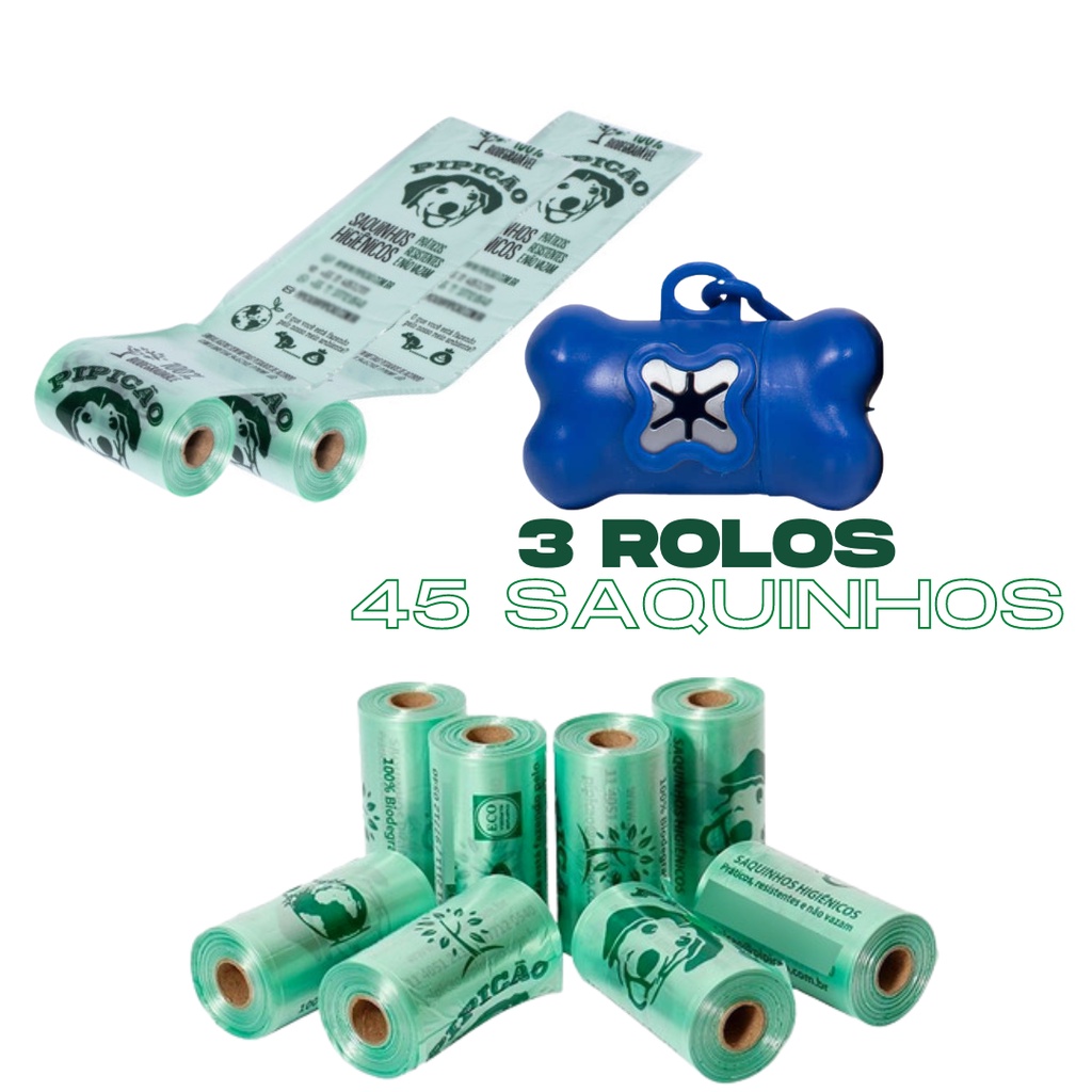3 Rolos Refil Saquinhos Cata Caca - 45 Sacos Coletor Fezes | Shopee Brasil