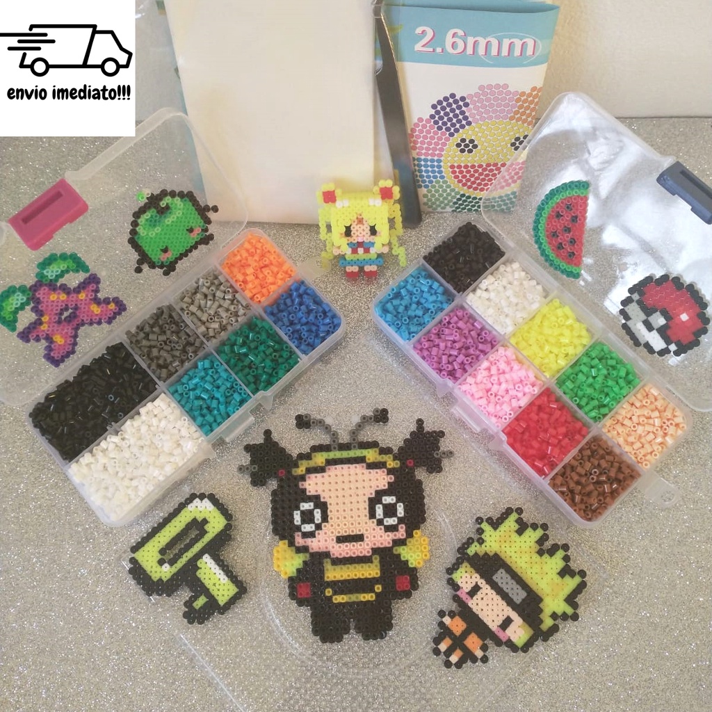 Perler Hama Beads 2.6mm Pixel Art kit 9000Peças, Pegboard, Pinça E ...