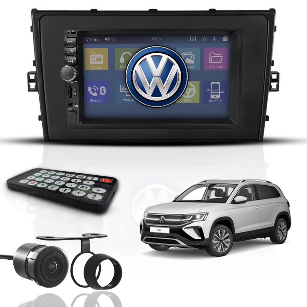 Kit Central Multimídia Mp5 2 Din Bluetooth Espelha Dvd Volkswagen Taos | Shopee Brasil