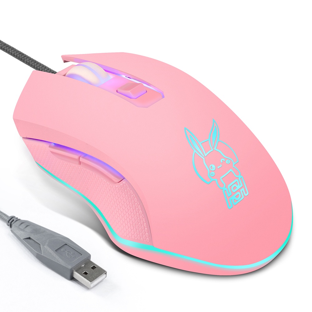Mouse Gamer Com Fio Rosa Silencioso Ergon Mico Led Usb Menina Fofo Jogo Do Jogo Muose Para ...