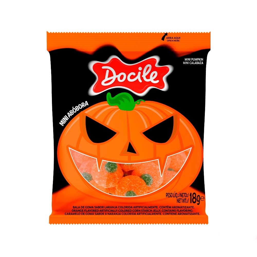Bala de Goma Docigoma Mini Abóbora Halloween c/24 - Docile | Shopee Brasil
