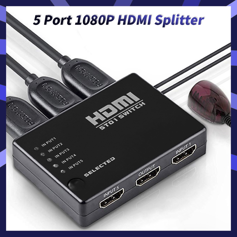 5 Portas HDMI Switch 1080 P Selector Splitter Hub Com Controle Remoto ...