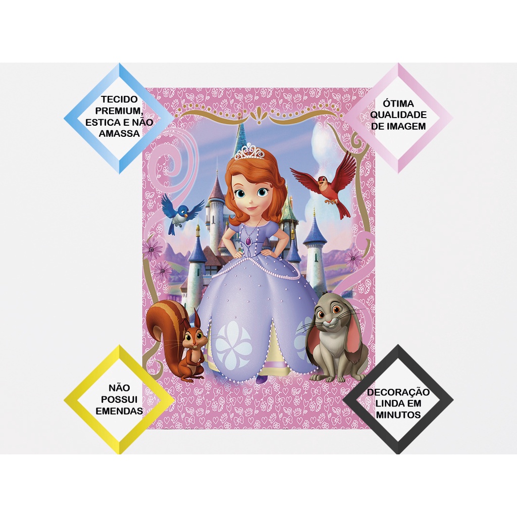 Painel De Festa 3d Vertical - Princesinha Sofia Castelo - 1,50 x 2,20 ...