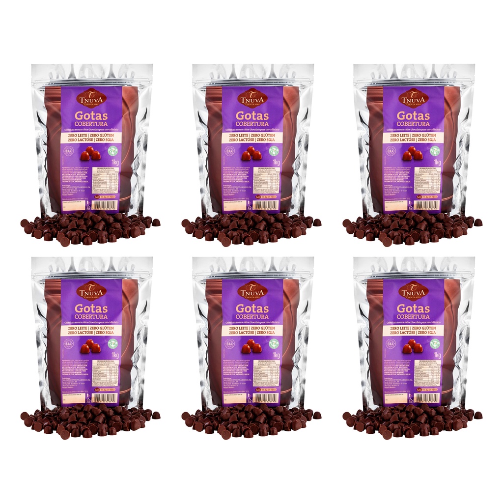 Kit 6 Gotas Cobertura Chocolate Culinário Vegan Tnuva 1,01kg | Shopee ...