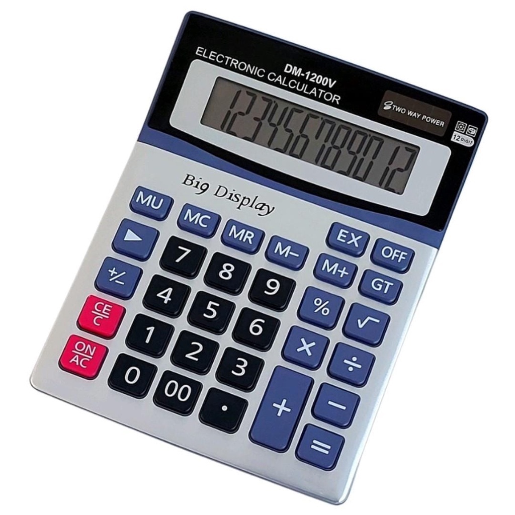 Calculadora Grande De Mesa Solar ou Pilha com Display 12 Dígitos KK-1200V | Shopee Brasil