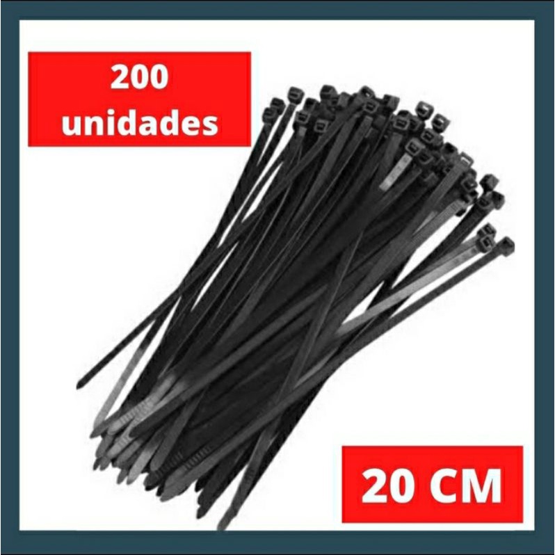 200 Cinta Plastica 20 Cm Abracadeira De Nylon Fita Hellerman Enforca ...