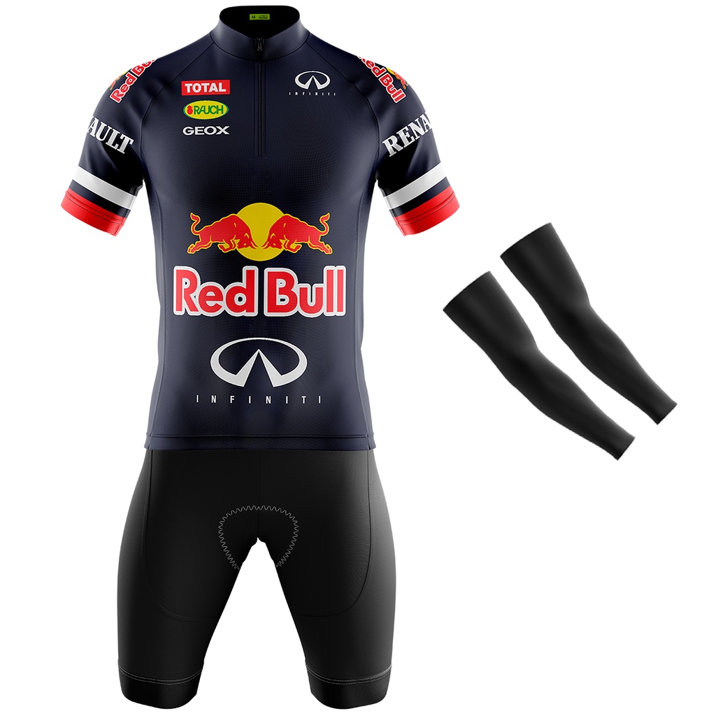 Conjunto Ciclismo Mountain Bike Bermuda e Camisa Red Bull Com Bolsos UV ...