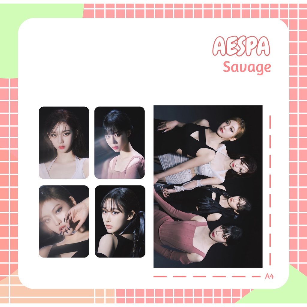 KIT AESPA Photocards + Poster A4 SAVAGE | KPOP COMEBACK | Shopee Brasil