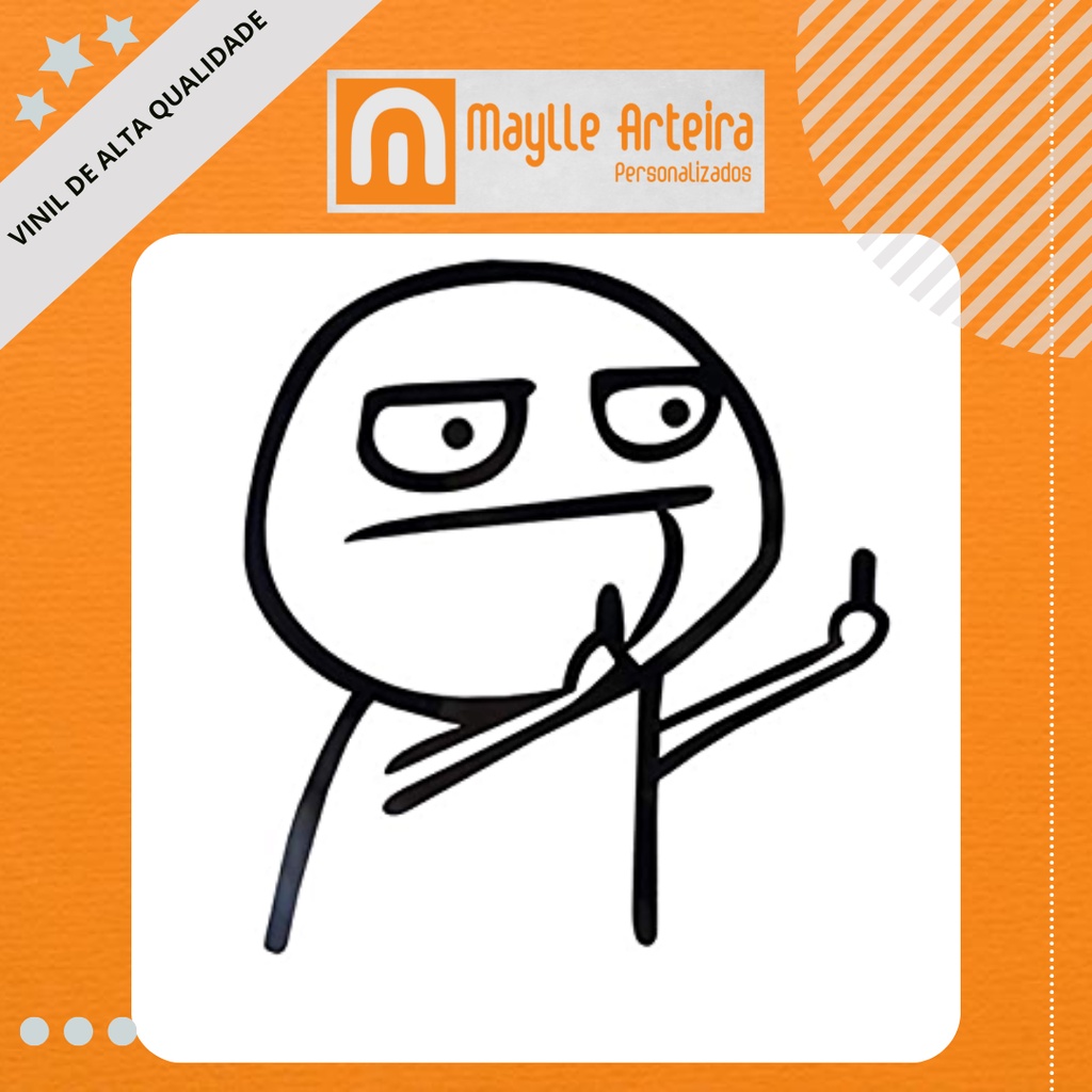 Kit 2x Adesivos MeMe Mostrando O Dedo Do Meio em Vinil Carro Moto ...