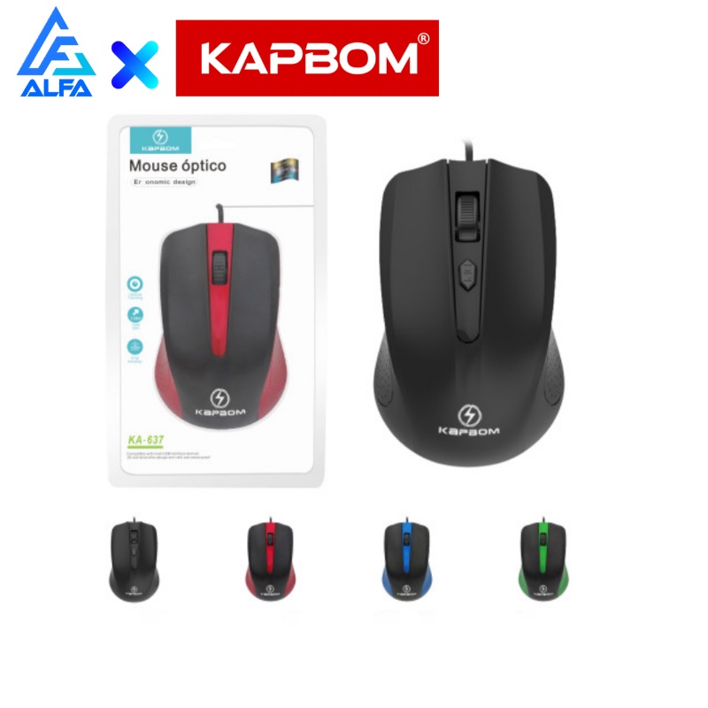 Mouse Com Fio Usb 2.0 KA-637 Óptico Ergonômico Função dpi KAPBOM ...