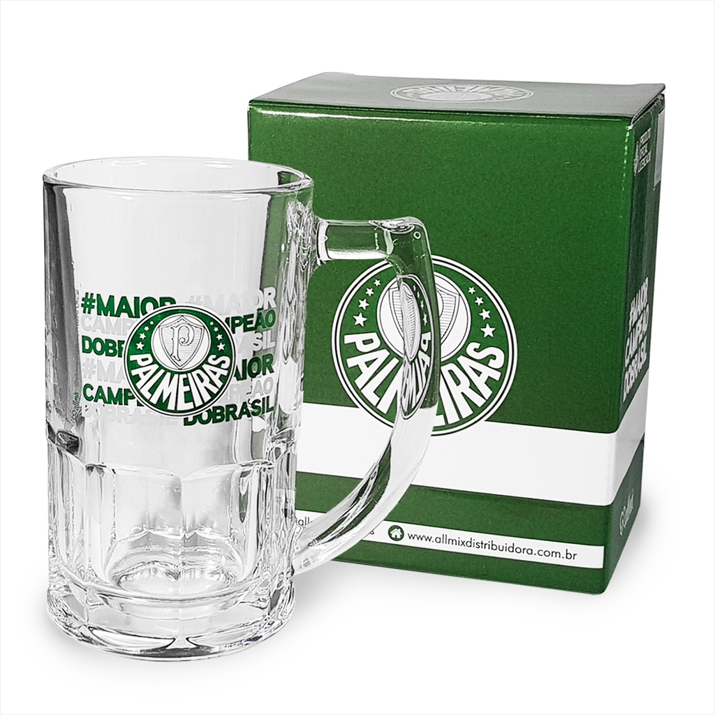 Caneca de Vidro Chopp Cerveja Bristol 340ml Luva Palmeiras | Shopee Brasil