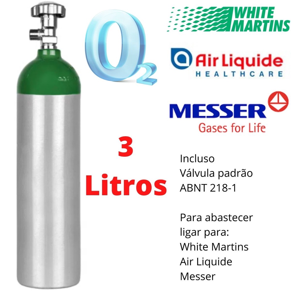 Cilindro Em Alumínio Para Oxigênio 3 litros - Sem Carga | Shopee Brasil