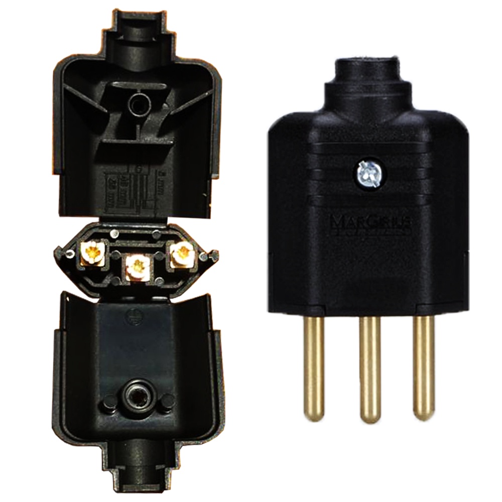 5 Plugue Plug Tomada Macho 3 Pinos 10a Preto 180 graus Margirius ...