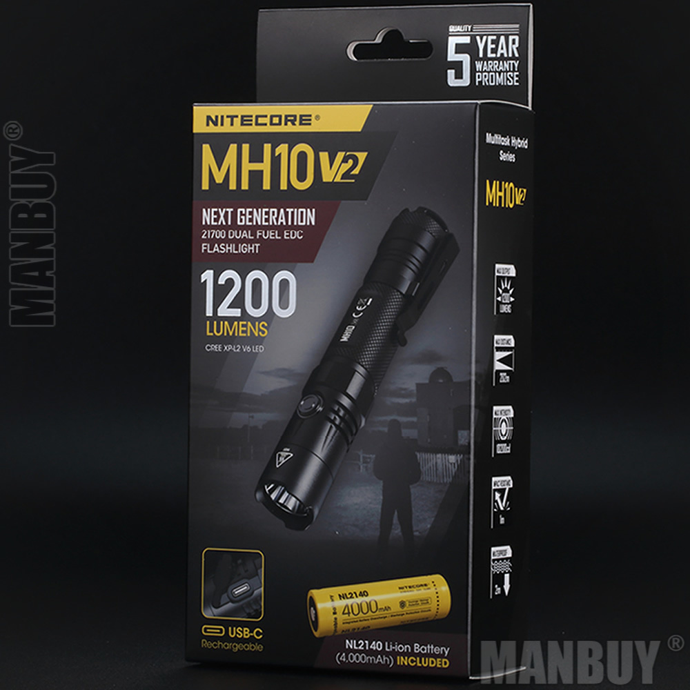 Nitecore Mh10 V2 Usb-C Recarregável Com Bateria 21700 Nth10 + Coldre ...