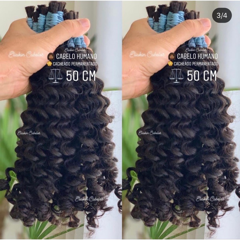 Cabelo Humano Cacheado 50 Cm 50 Gramas Cacho 1 Mega Hair | Shopee Brasil