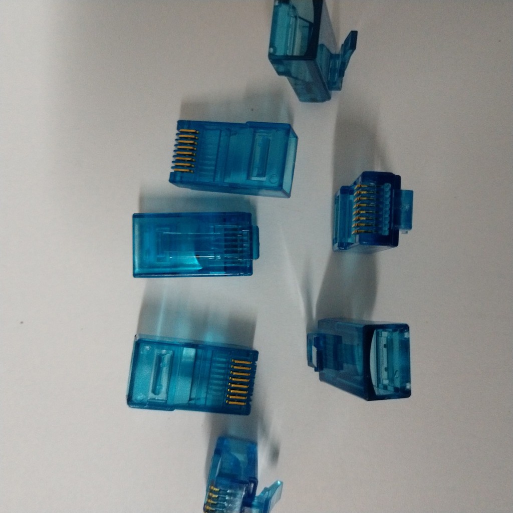 Conector Rj-45 8x8 Premium Cat-5e Azul 50u De Ouro 100-peças | Shopee ...
