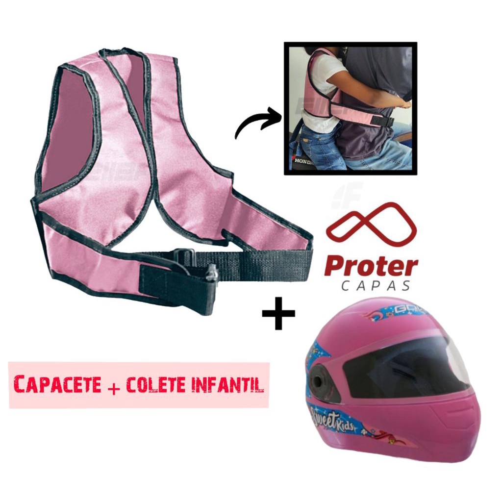 Capacete Infantil + Colete Infantil Moto | Shopee Brasil