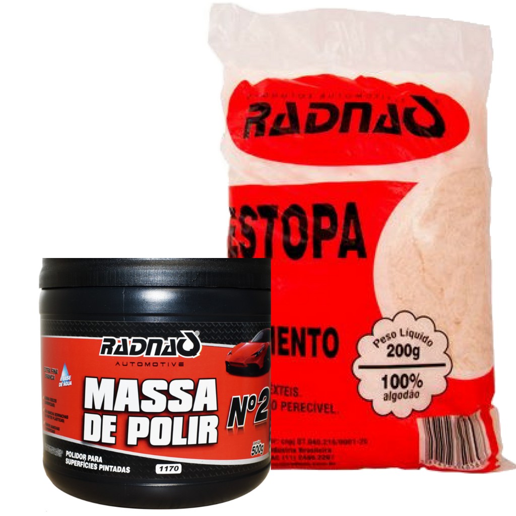 Massa Para Polir N°2 + Estopa Elimina Riscos E Manchas RADNAQ | Shopee Brasil