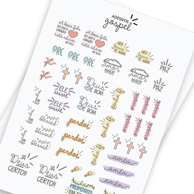 Cartela de Adesivos Devocional Gospel Motivacional Para Bible ...