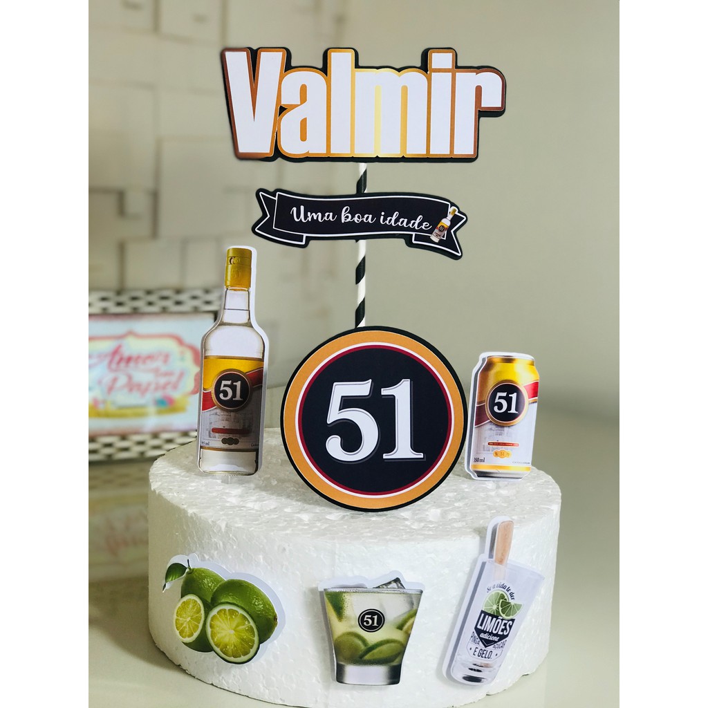 Topper Topo de Bolo Personalizado Tema Pinga 51 | Shopee Brasil