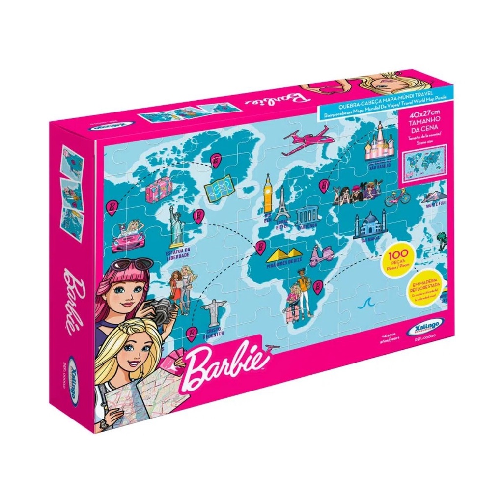Quebra-Cabeça Mapa-Mundi Travel Barbie Xalingo - 23165 | Shopee Brasil